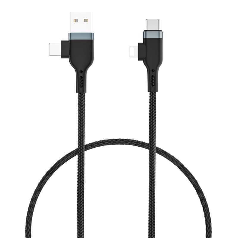 WIWU 4v1 pleten podatkovni in polnilni kabel USB-A / USB-C / Lightning za iPhone / iPad / iPod ...
