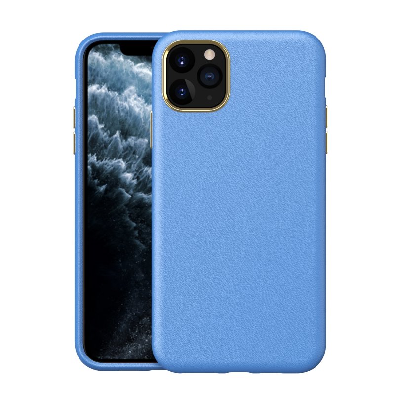 Odporen etui s teksturo usnja za iPhone 11 Pro - svetlo modra ...