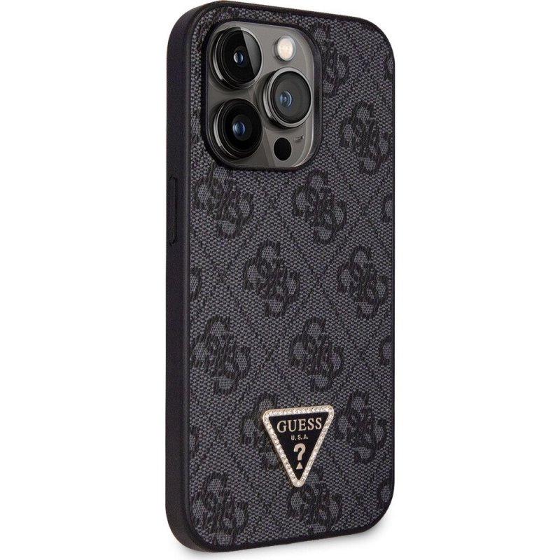 Guess 4G Strass Triangle Metal Logo ovitek s trakcem za iPhone 15 Pro ...